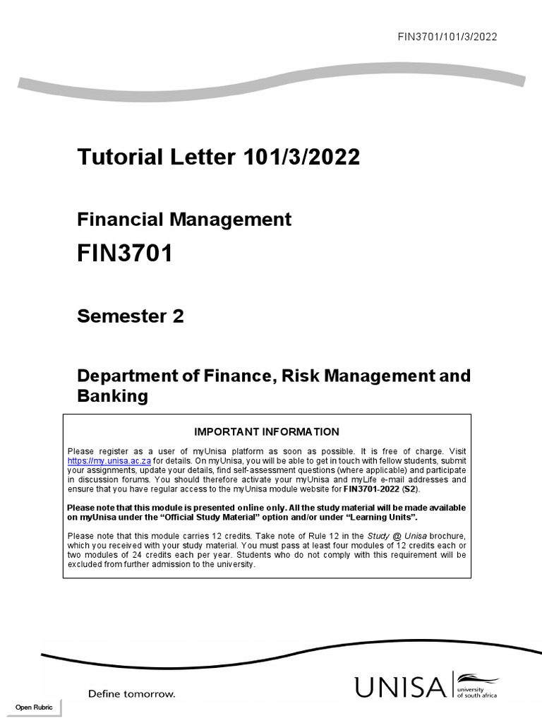 FIN3701 - S2 - Assignment 2 - 2022 | PDF | Libraries | Corporations FIN3701 - S2 - Assignment 2 - 2022 | PDF | Libraries | Corporations