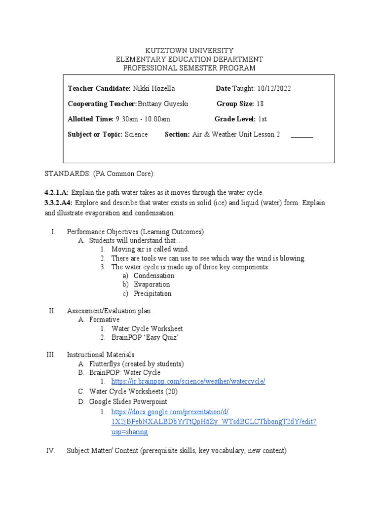 Science Lesson 2 Wind Water Cylce | PDF | Water | Water Cycle