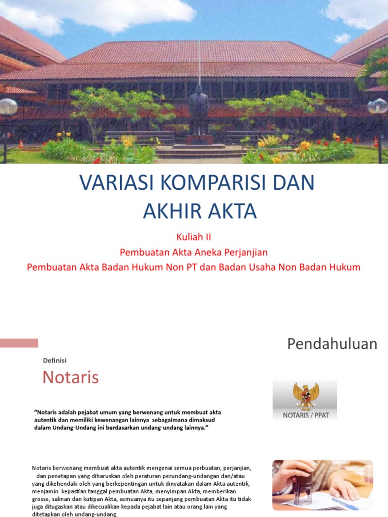 Kuliah II - Variasi Komparisi Dan Akhir Akta - Aneka Perjanjian | PDF