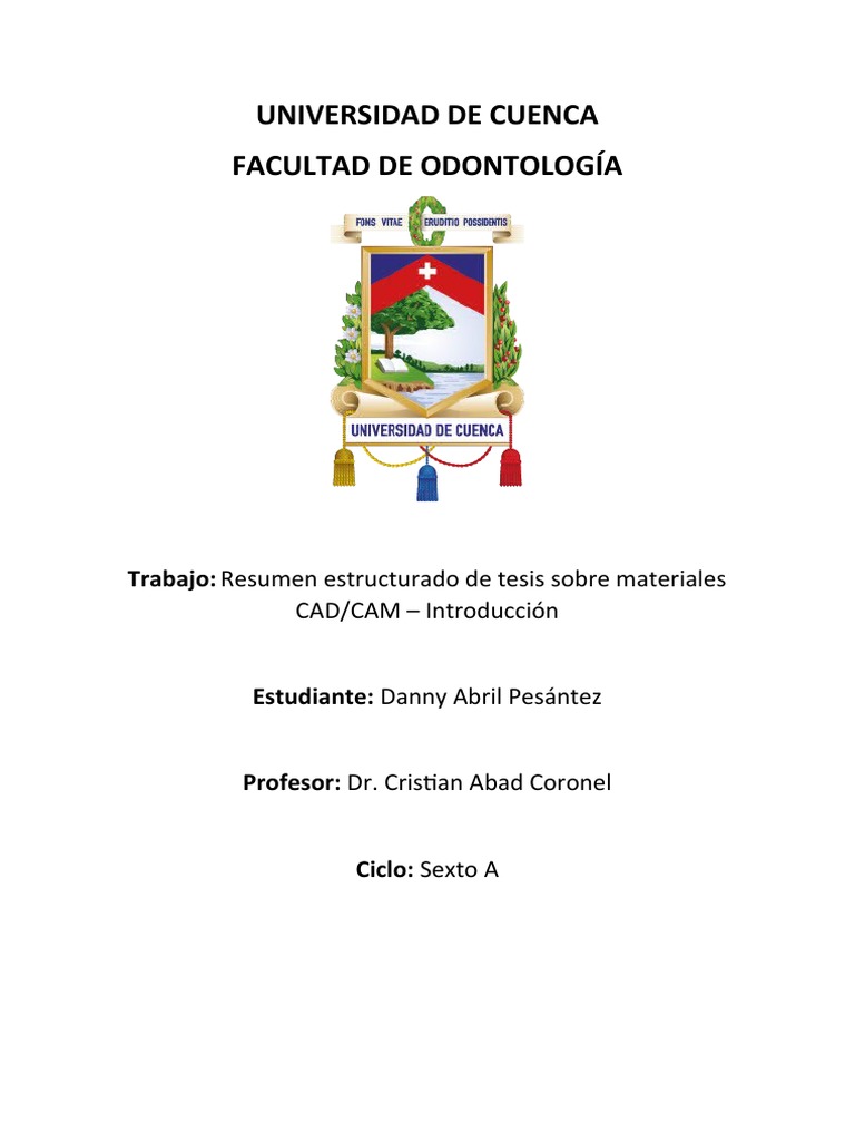 Resumen Estructurado Sobre Tesis Materiales CAD CAM Introducción Danny ...