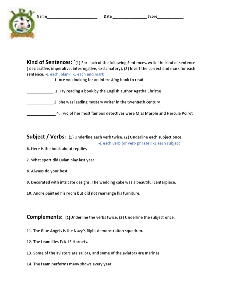 Kind of Sentences Final Test | PDF | Syntax | Linguistics