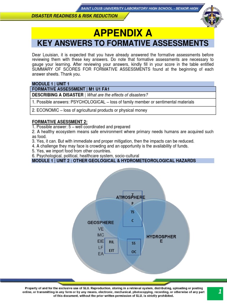 Appendix A Key Answers Formative Assessments | PDF | Landslide | Tsunami