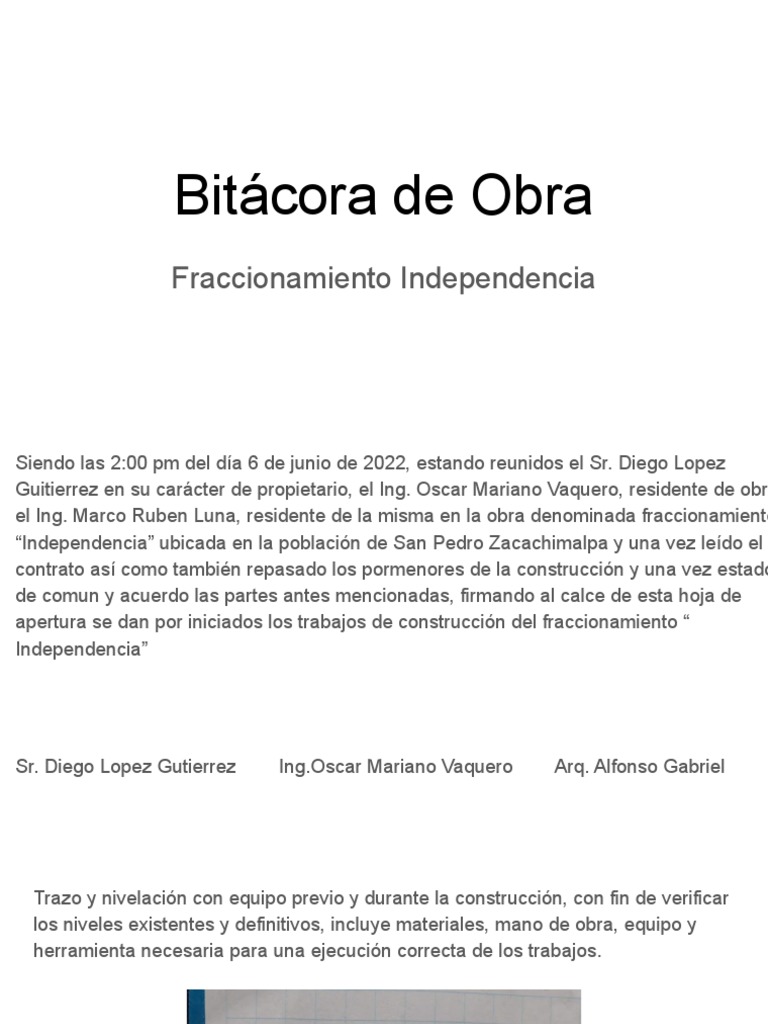 Bitácora de Obra | PDF | Hormigón | Sectores Economicos