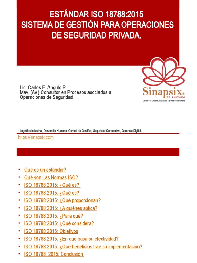 Promocional Iso 18788 | PDF | Organización internacional para la ...