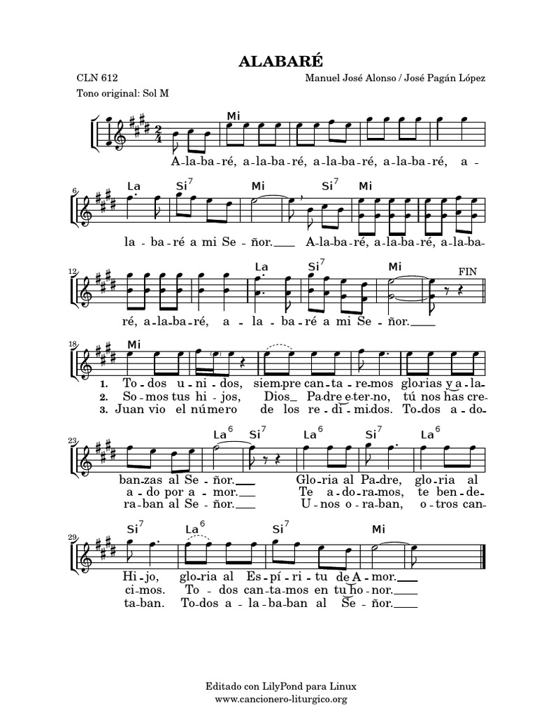 Letra de "Alabaré" - Canción Litúrgica | PDF