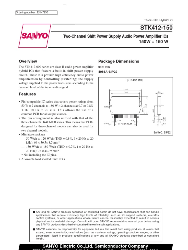 stk412 150 | PDF | Amplifier | Computer Engineering