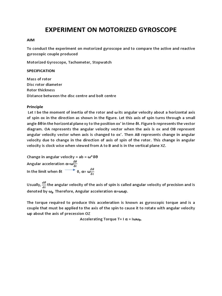 Experiment On Motorized Gyroscope | PDF | Science & Mathematics