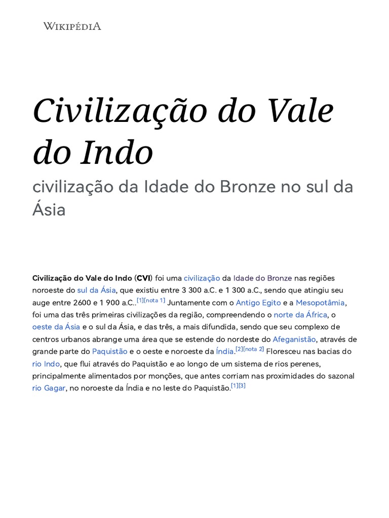 Mapa Mundial Da Civilizacao Do Vale Do Indo