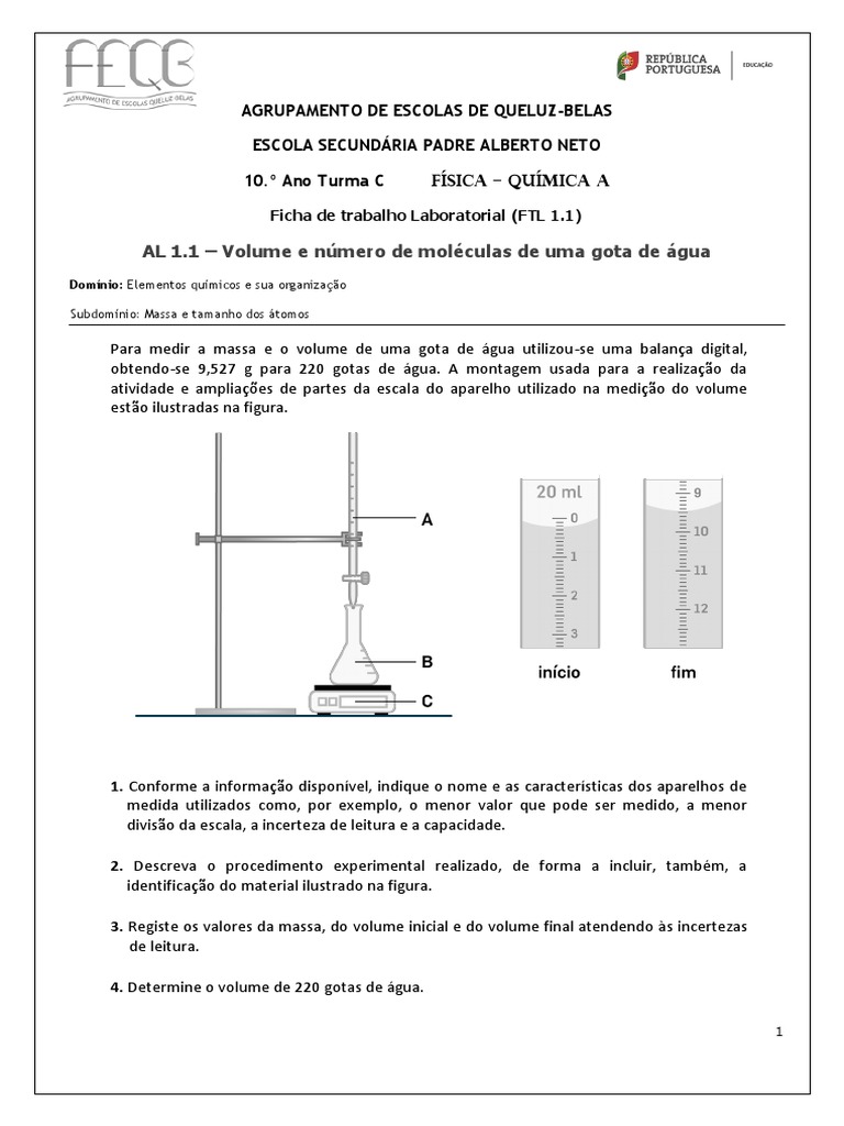FTL 1.1 - Volume e Número de Moléculas | PDF