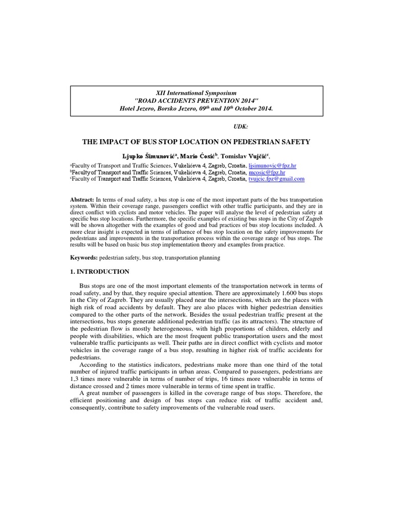 038 Simunovic The Impact of Bus Stop RAP 2014 Rad | PDF | Traffic | Intersection (Road)