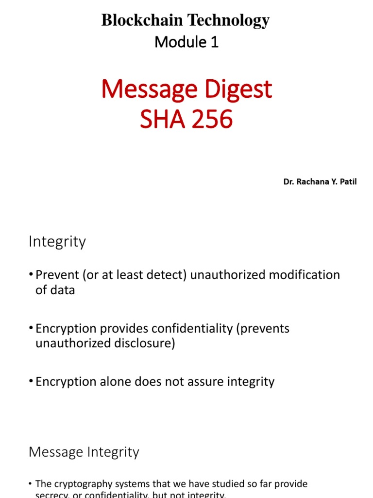 Blockchain Module 1: Understanding SHA-256 and Message Integrity | PDF | Cryptography | Secure ...