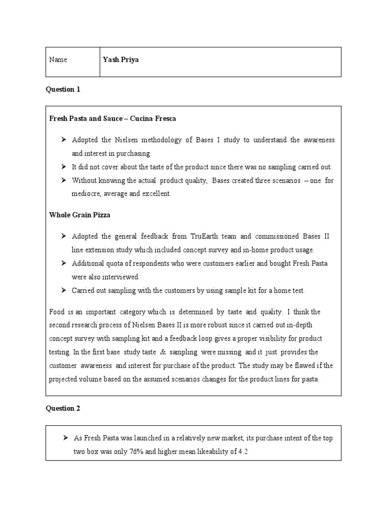 TruEarth Pasta and Pizza Market Analysis | PDF | Brand | Reputation