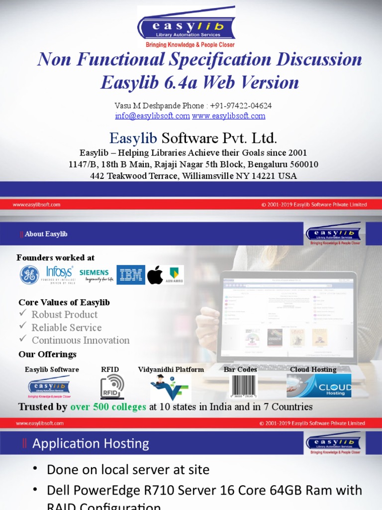 Easylib 6.4a Non-Functional Specs | PDF | Backup | Databases