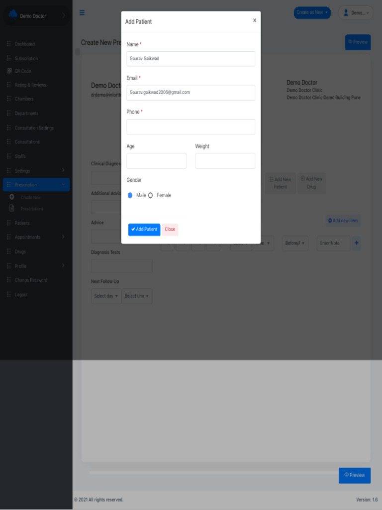 Demo Doctor Prescription System | PDF | Medicine | Pharmaceutical Sciences