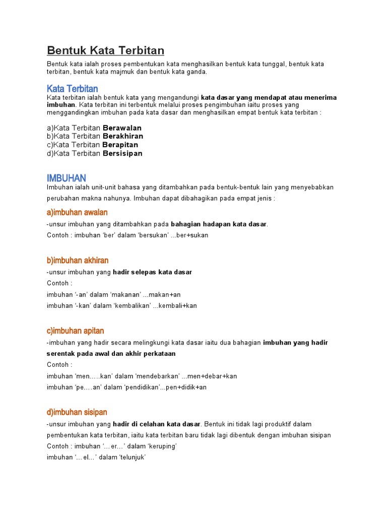 Kata Terbitan | PDF | Seni & Disiplin Bahasa