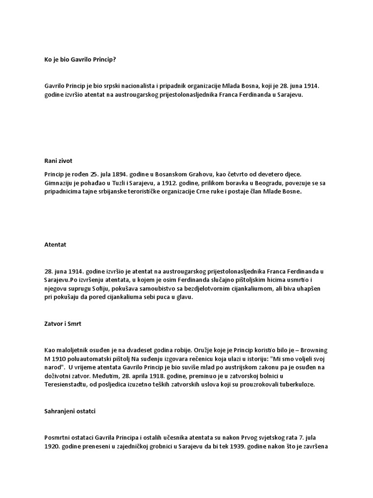 Gavrilo Princip | PDF