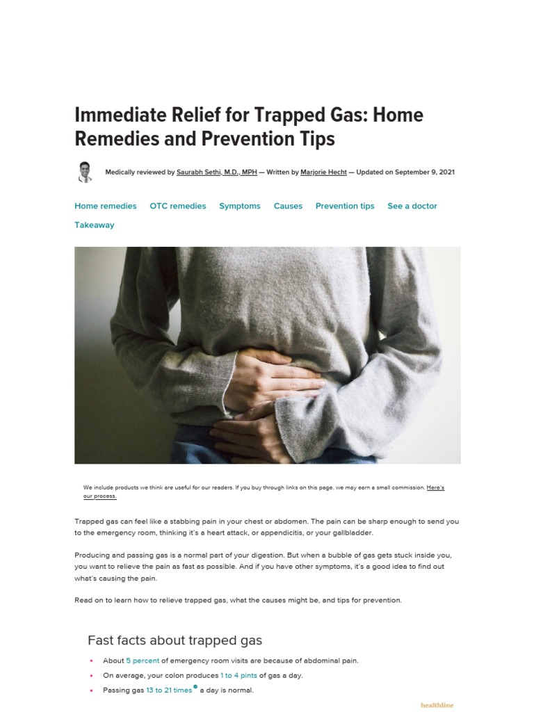 Trapped Gas - Relief, Causes, Symptoms, When To See A Doctor | PDF ...