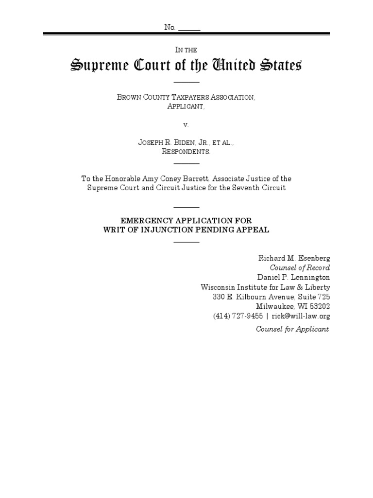 Emergency Application | PDF | Standing (Law) | Public Law