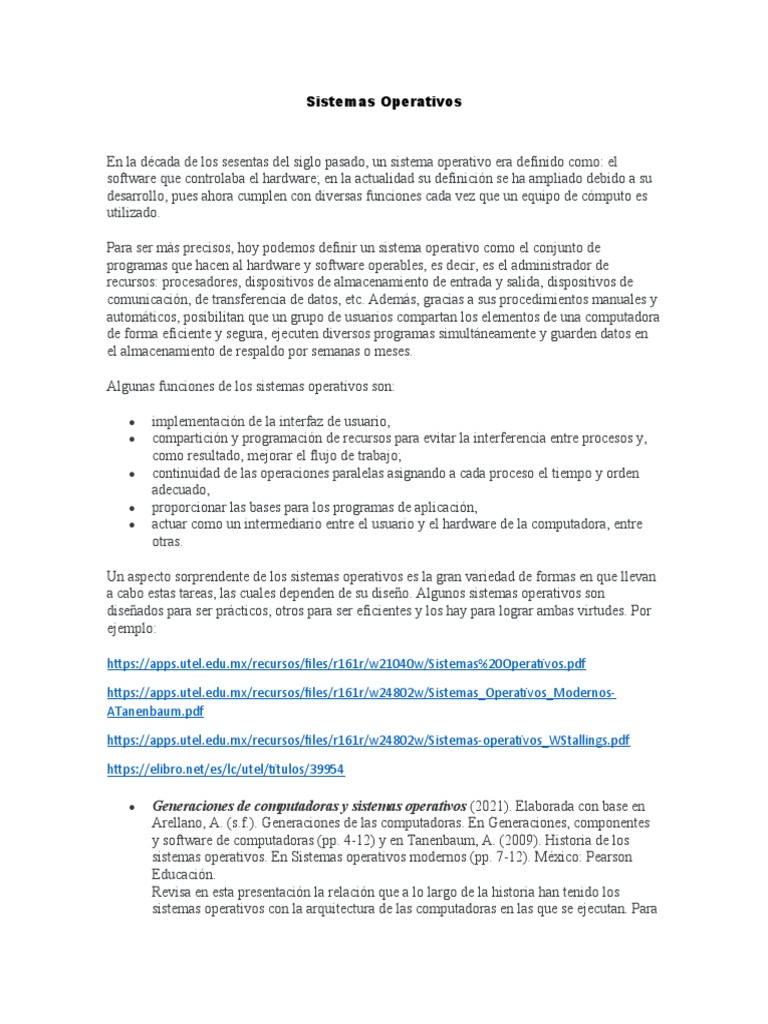 Sistemas Operativos | PDF | Archivo de computadora | Sistema operativo