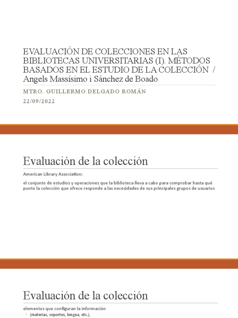 Evaluacion de La Coleccion | PDF | Evaluación | Bibliotecas