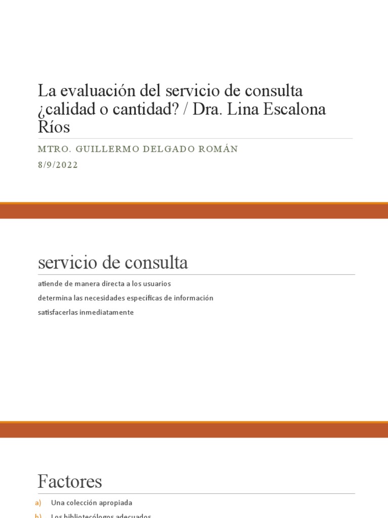 La Evaluación Del Servicio de Consulta | PDF | Evaluación | Planificación
