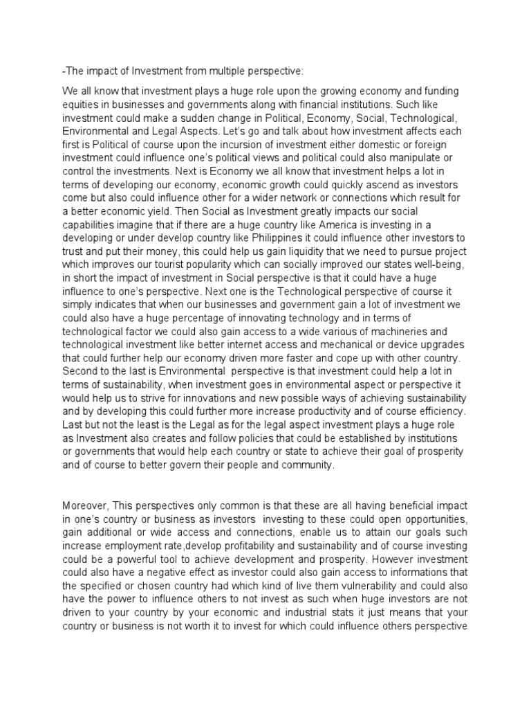 The Impact of Investment From Multiple Perspective | PDF | Investing ...