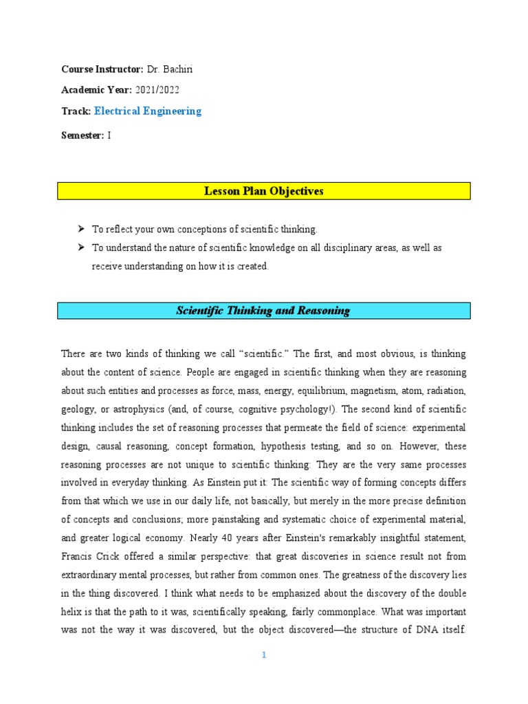 Scientific Thinking And Reasoning Pdf Scientific Method Hypothesis