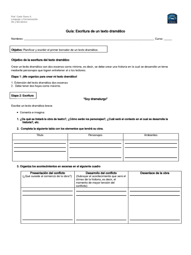 Guía Para La Creación De Un Texto Dramático Pdf Puntuación
