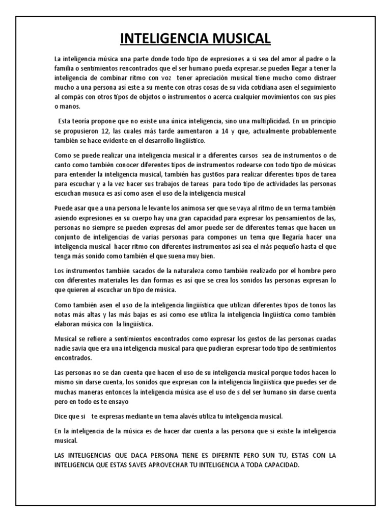 Inteligencia Musical | PDF | Ritmo | Inteligencia