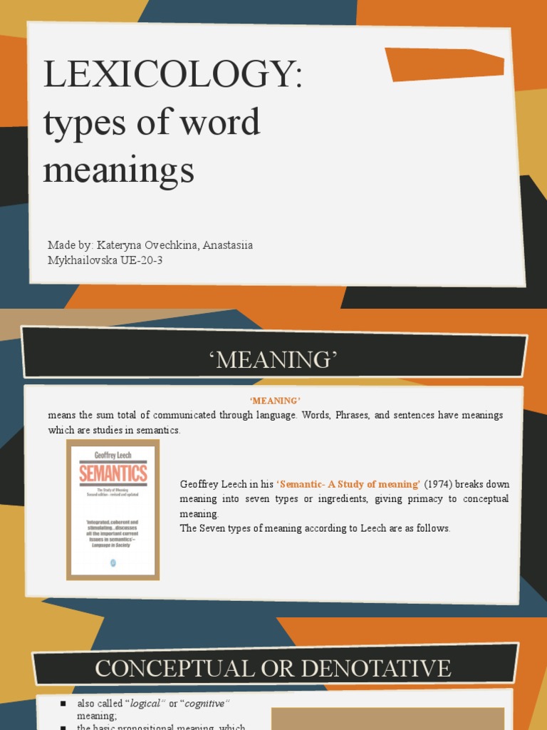 7 Types of Word Meanings | PDF | Word | Linguistics