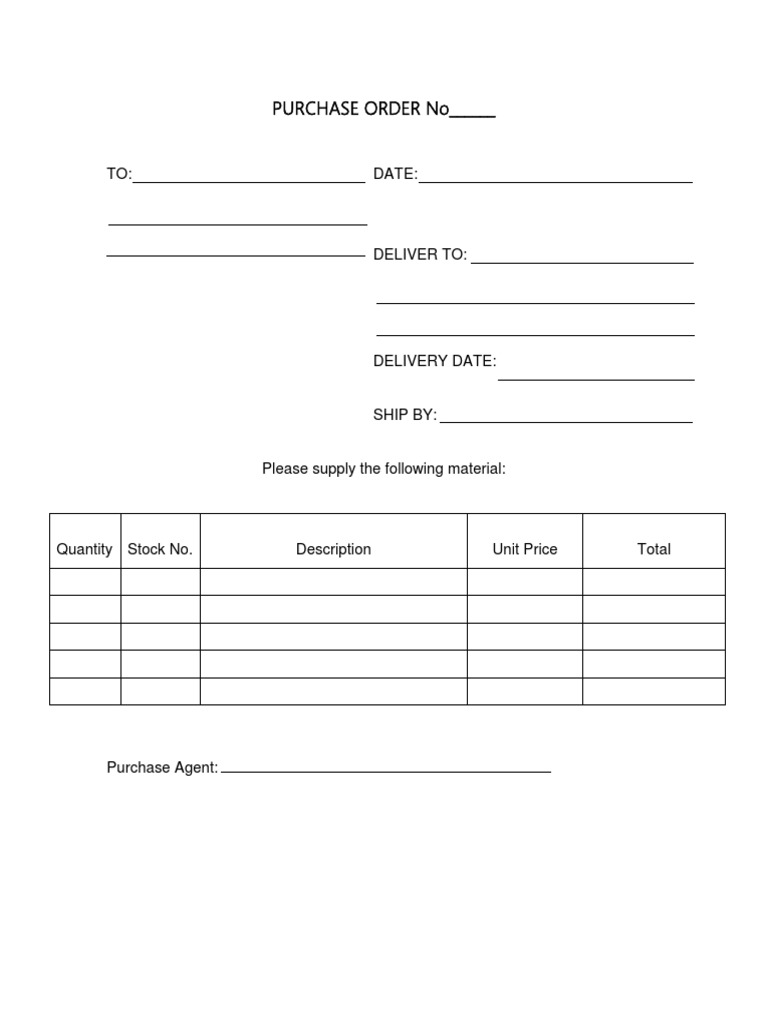 Purchase Order Form | PDF