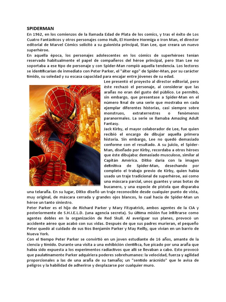 Ejercio 4 Tema Word | PDF | Hombre araña | Superhéroes
