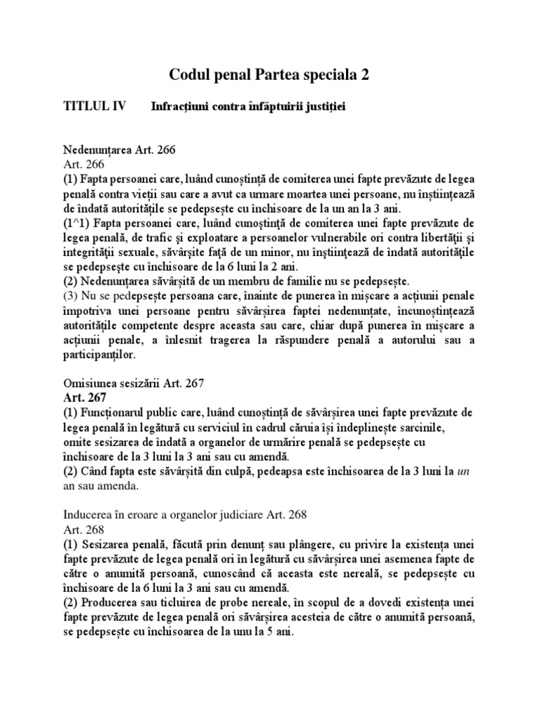 Art. Codul Penal Partea Speciala 2 | PDF