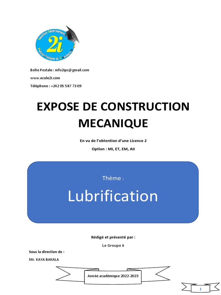 Exposé de Construction Mécanique | PDF | Huile de moteur | Matériaux