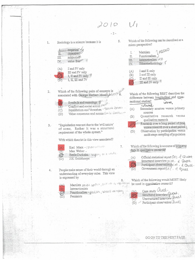 CAPE Sociology 2010 U1 P1 | PDF
