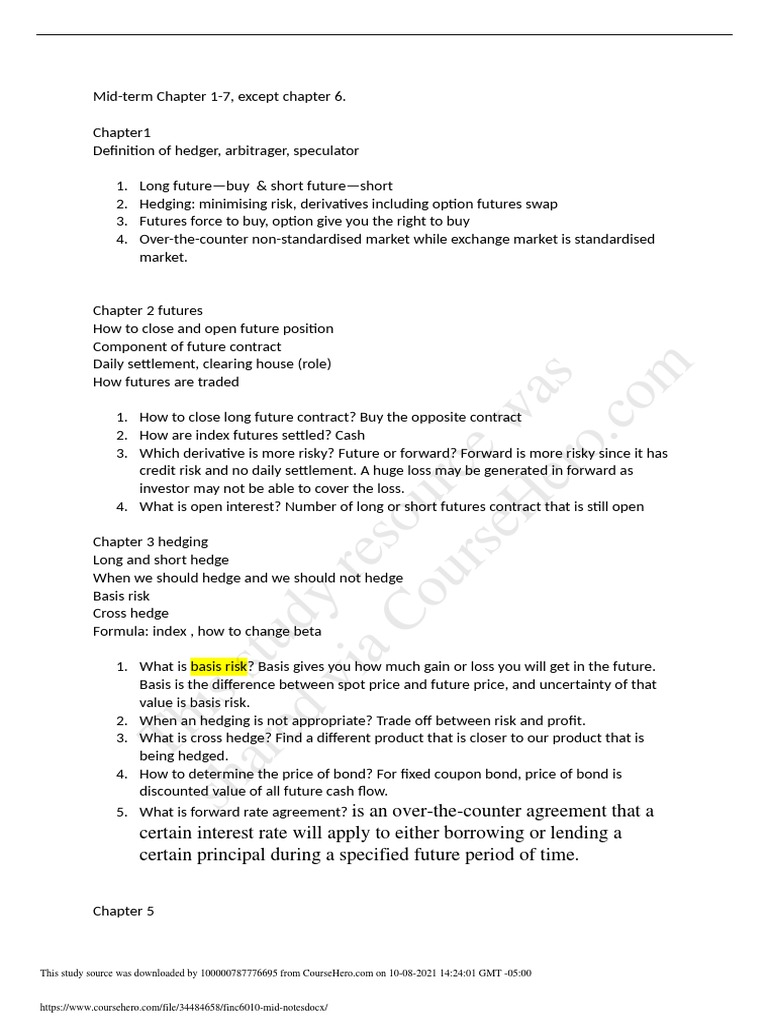 Futures and Hedging Concepts Overview | PDF | Futures Contract | Hedge ...
