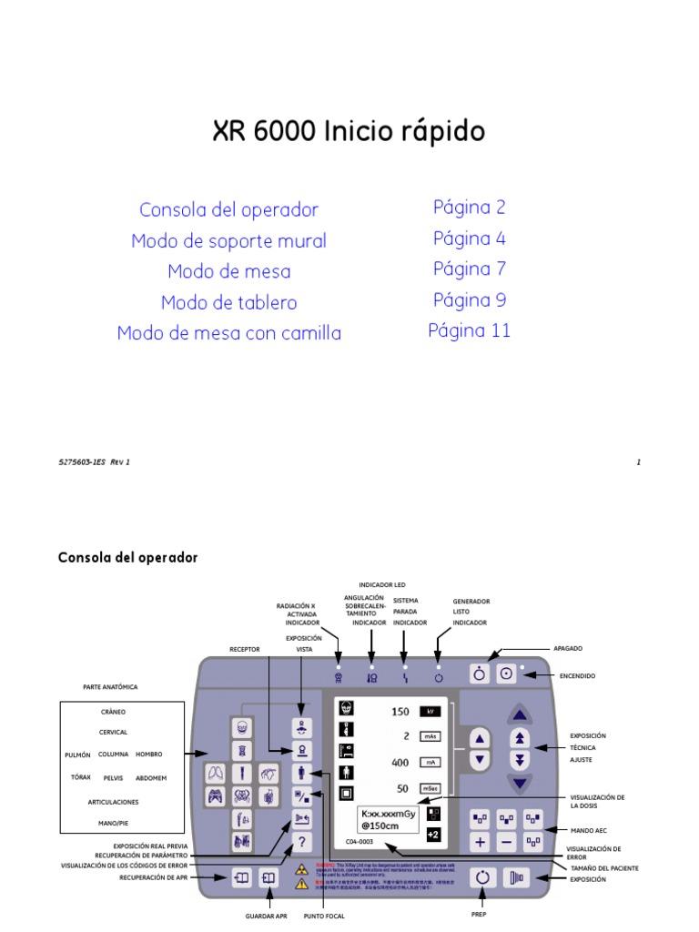 Ge XR600 Guia Rapida Español | PDF | Rayo X
