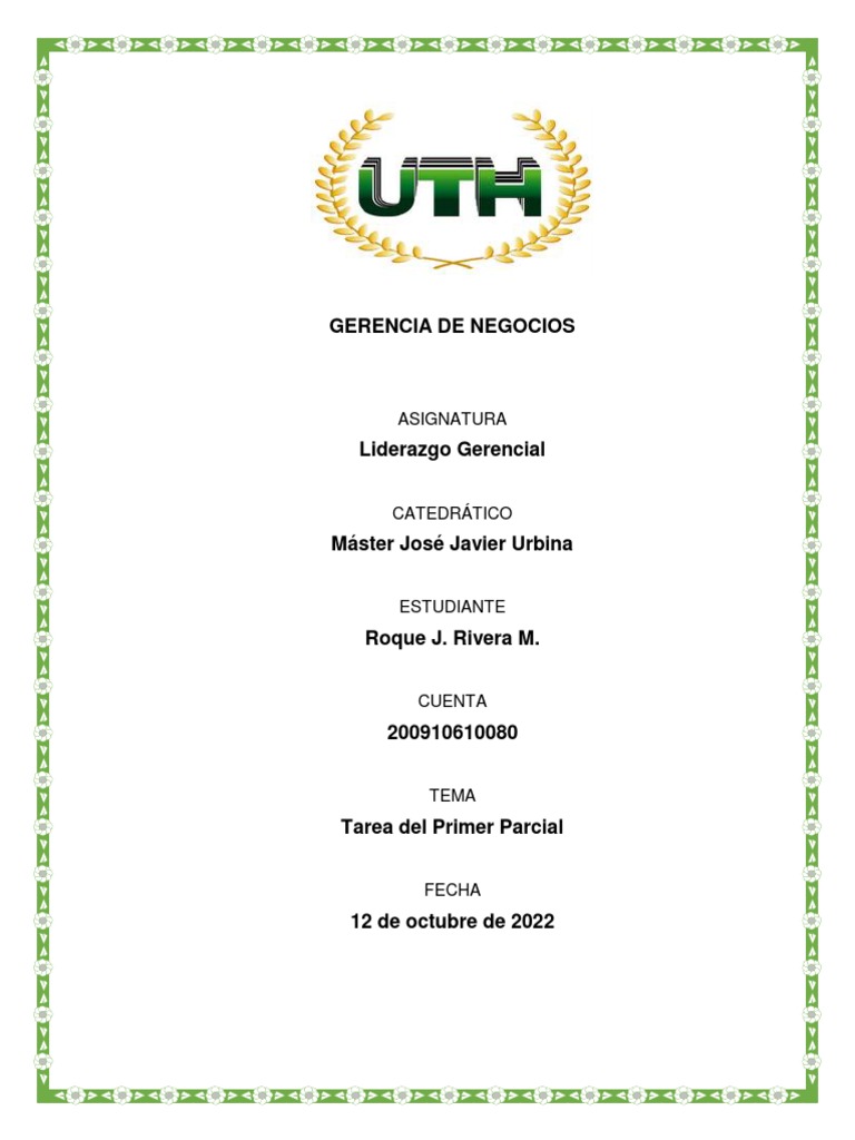 Tarea Liderazgo Gerencial | PDF | Liderazgo | Business Tarea Liderazgo Gerencial | PDF | Liderazgo | Business