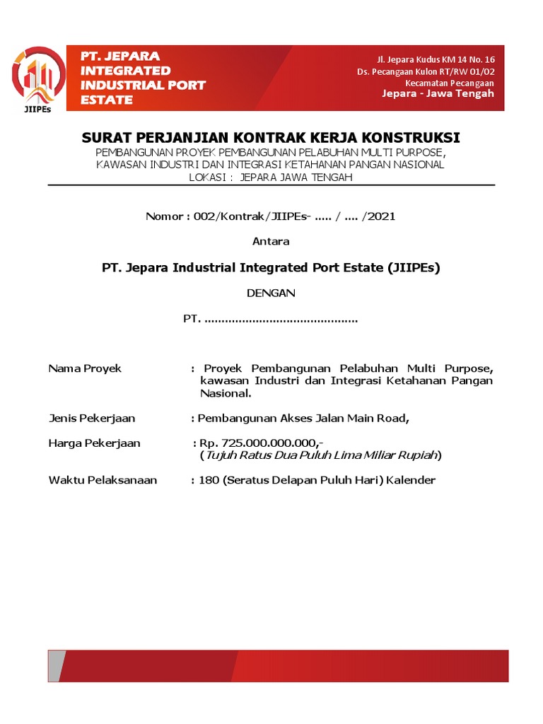 Draft Kontrak Owner - Maincont (Main Road) | PDF | Teknologi & Rekayasa