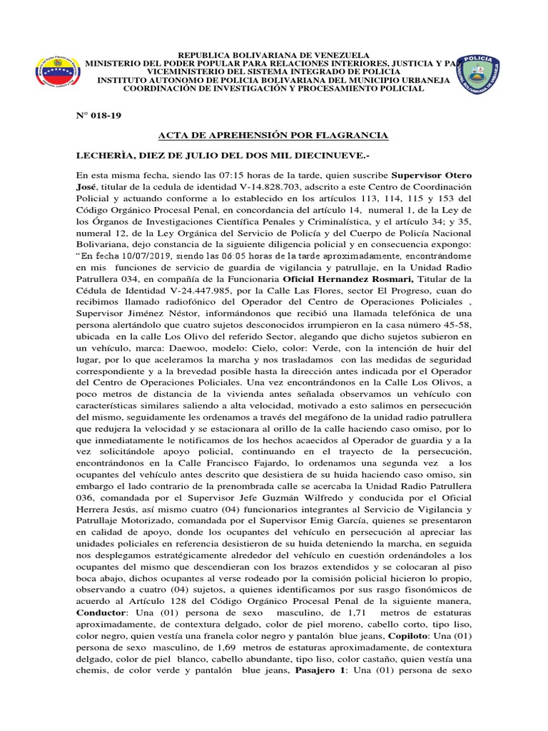 Acta Policial (UNES) | PDF | Policía | Venezuela