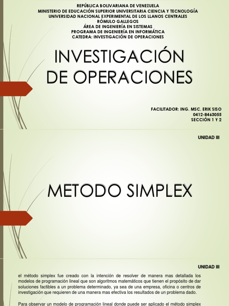 Método Simplex en Programación Lineal | PDF | Programación lineal ...