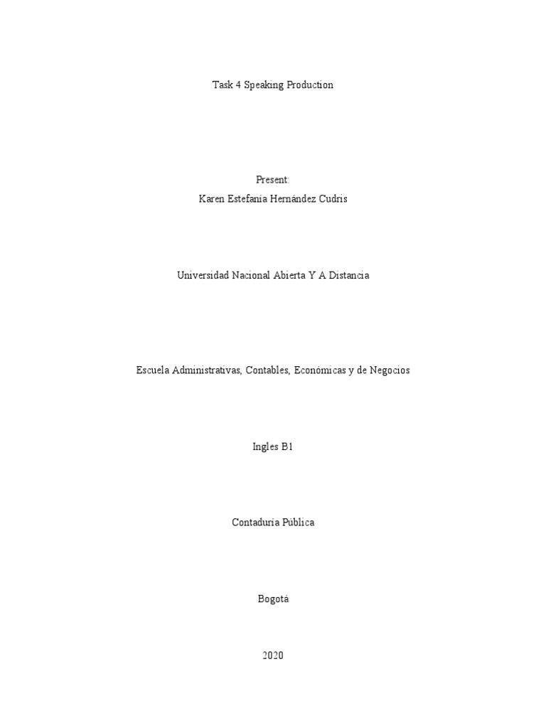 Task 4 Speaking Production | PDF