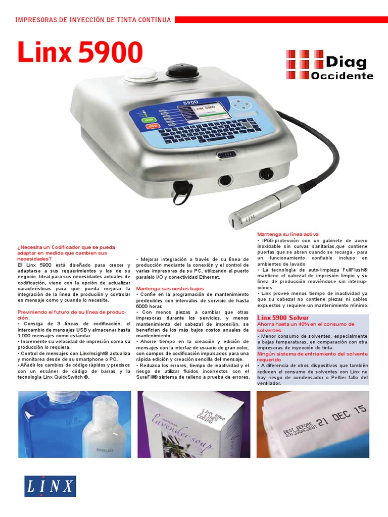 Linx 5900 2 Lineas Especificaciones Tecnicas | PDF | Impresora ...