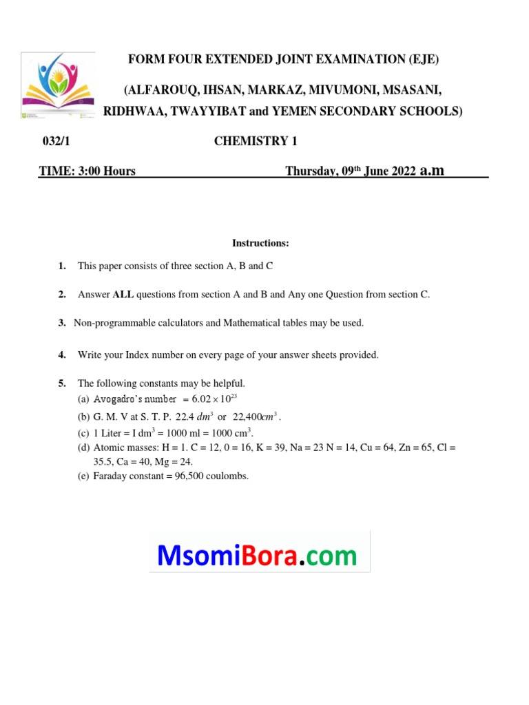 Eje Islamic f4 22 Chem 1-1 | PDF | Redox | Chemical Reactions