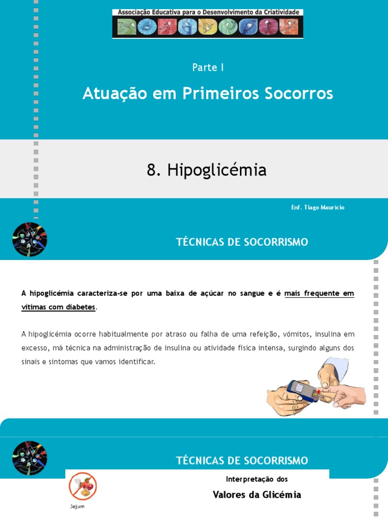 Hipoglicemia, Convulsoes, Caixa Primeiros Socorros | PDF | Hipoglicemia | Primeiros socorros