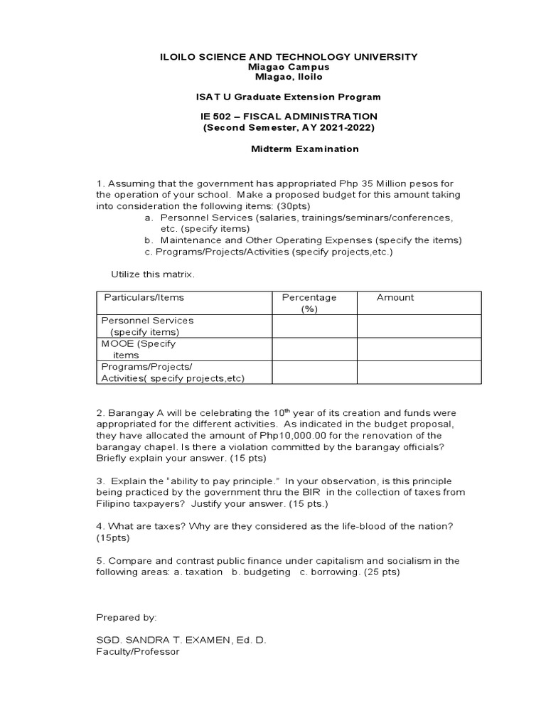 Midterm Exam 2nd SEm 2021 22 | PDF | Business | Finance & Money Management