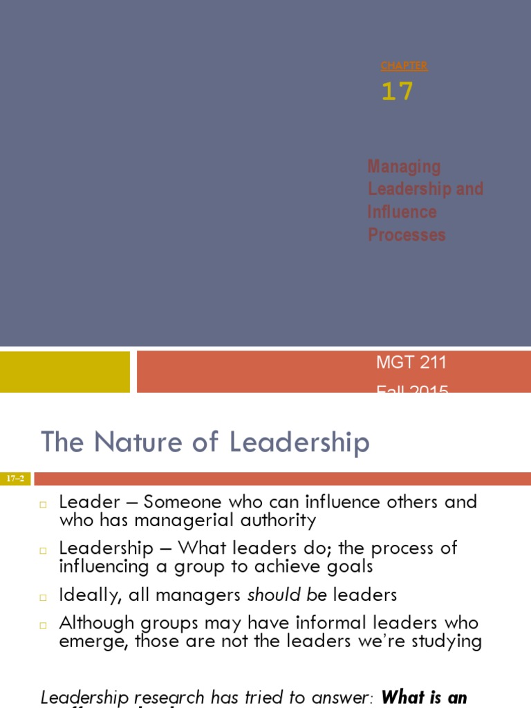 Chapter 17 - Managing Leadership and Influence Processes | PDF ...