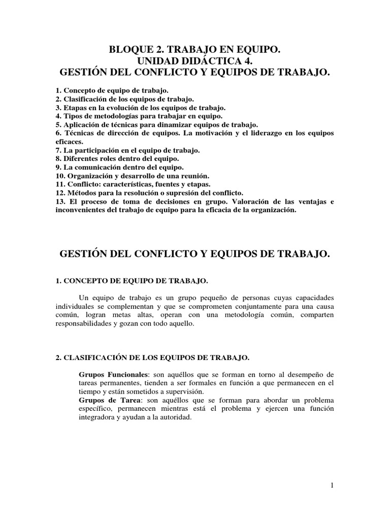 Gestión de Conflictos en Equipos de Trabajo | PDF | Liderazgo | Toma de ...
