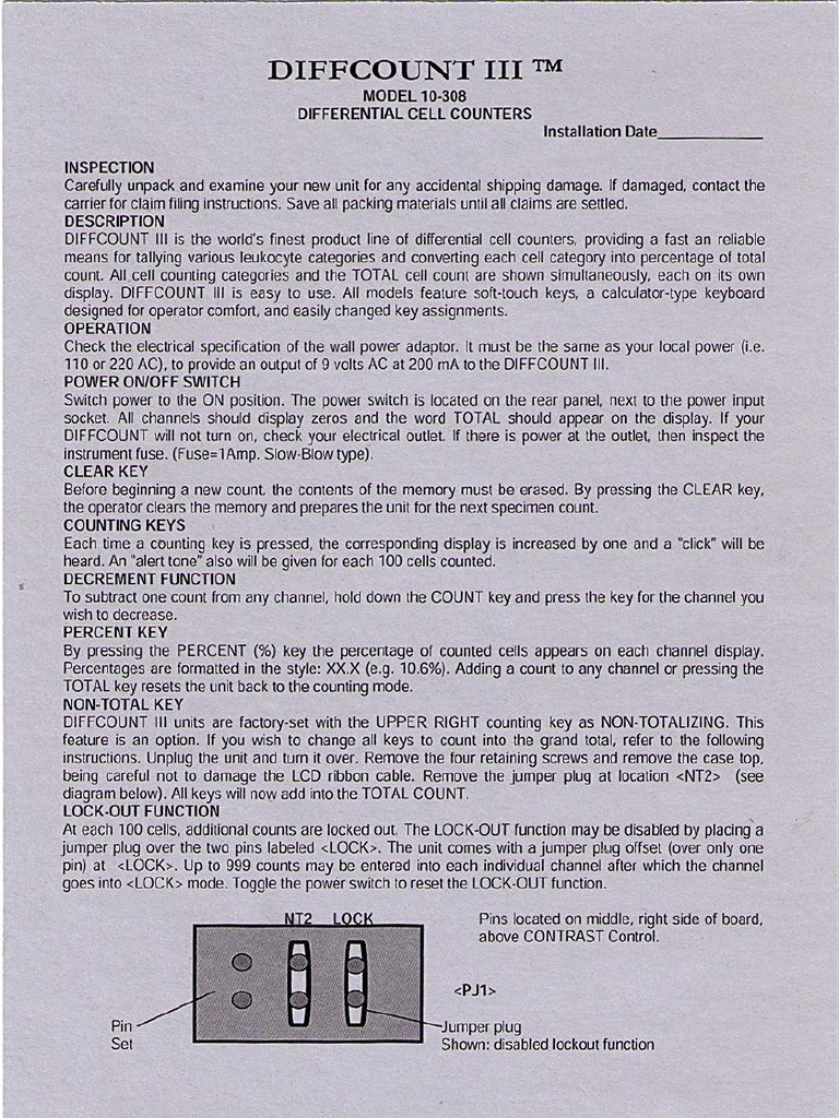 Diffcount III 10 308 Manual | PDF