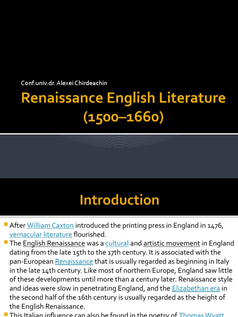 Overview of English Renaissance Literature | PDF | William Shakespeare ...